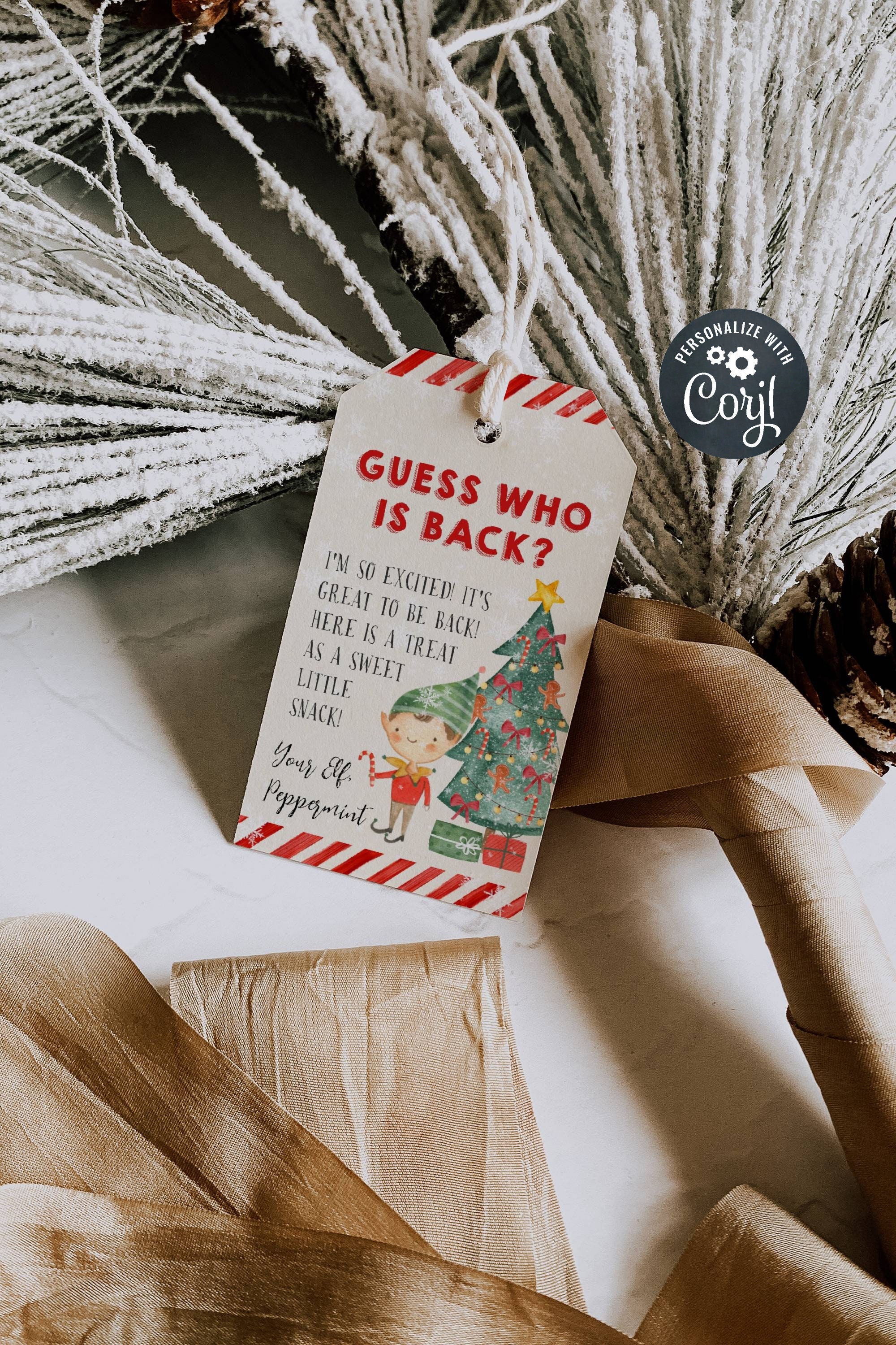 Editable Elf I'm Back Tags Printable Elf Treat Tags Elf - Etsy Canada