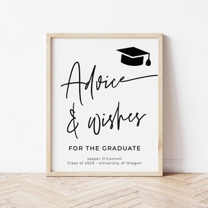 Advice & Wishes for the Graduate Sign Template, Printable Modern ...