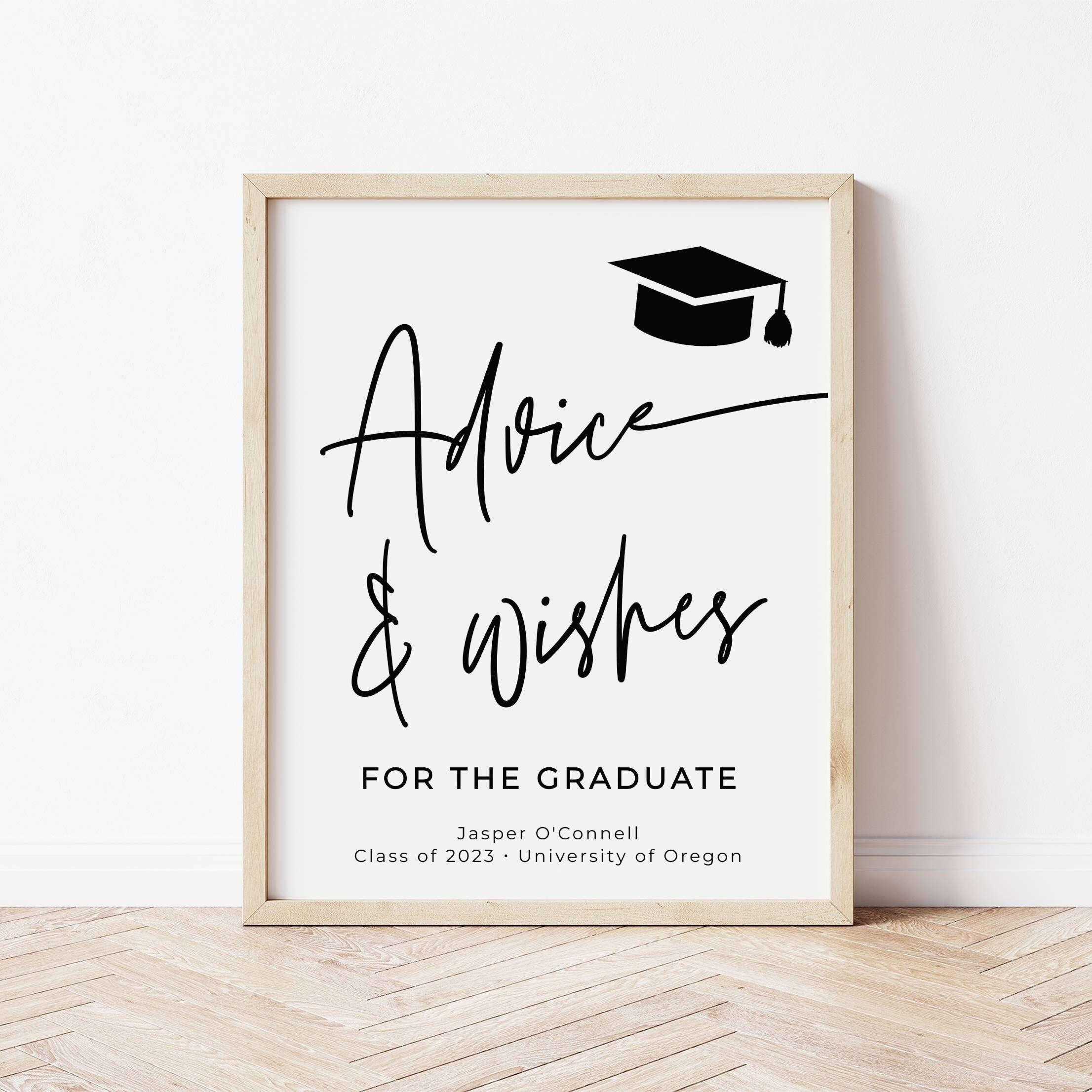 Advice & Wishes for the Graduate Sign Template, Printable Modern ...