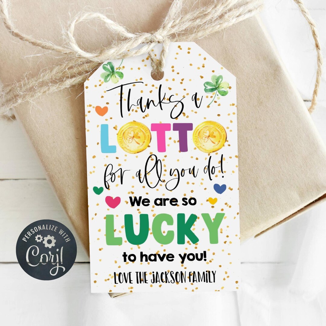 St. Patrick's Day Lotto Gift Tag Template, Printable Lucky Teacher ...