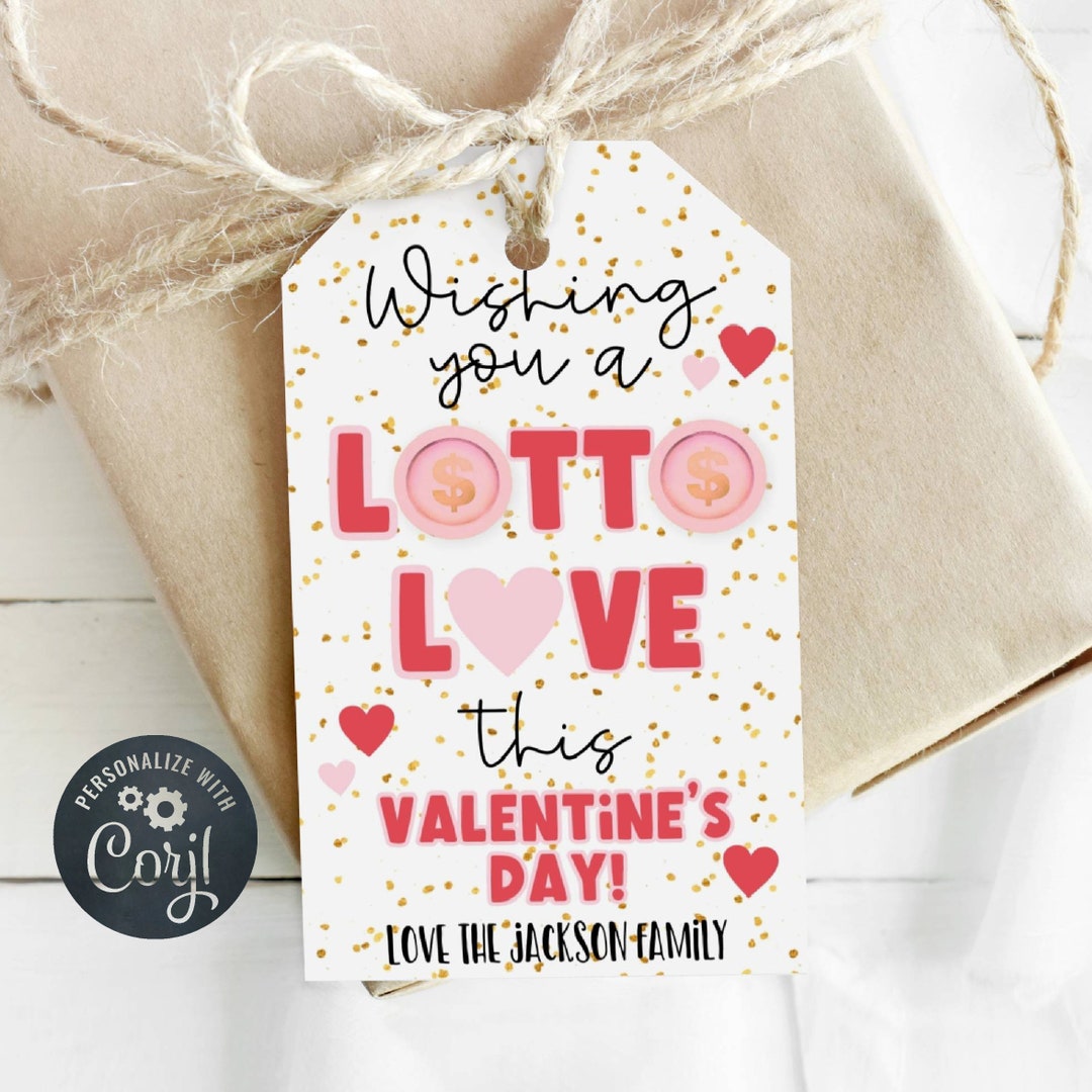 Valentine's Day Lotto Love Gift Tag Template, Printable Teacher ...