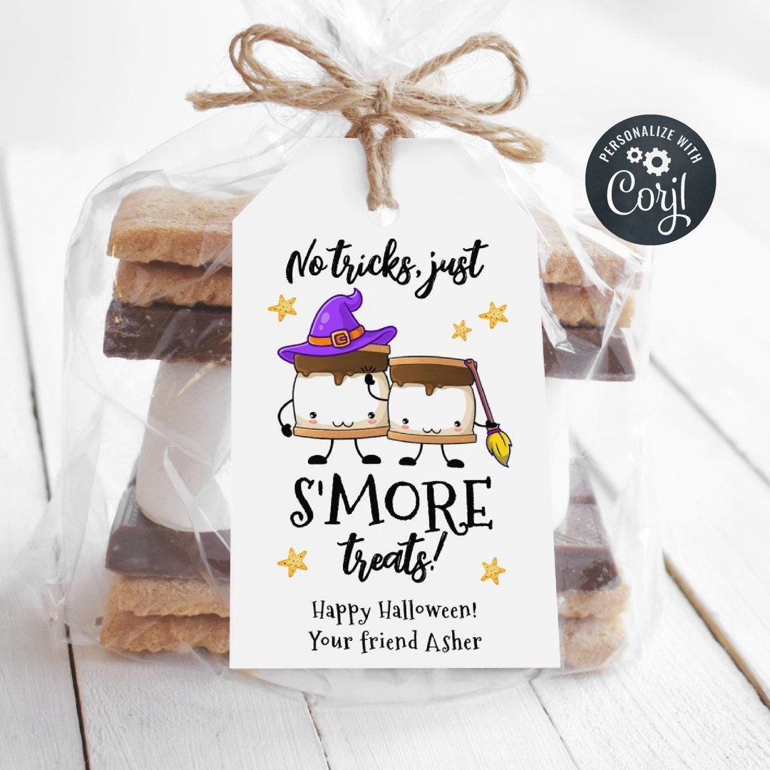Halloween S'mores Gift Tag Template, Printable No Tricks Just Smore ...