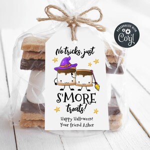 Halloween S'mores Gift Tag Template, Printable No Tricks Just Smore ...