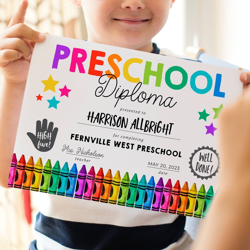 Editable Preschool Diploma Template Printable Preschool - Etsy