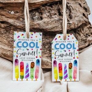 Ice Pops Gift Tag Template, Printable End of School Favor Tag, Editable ...
