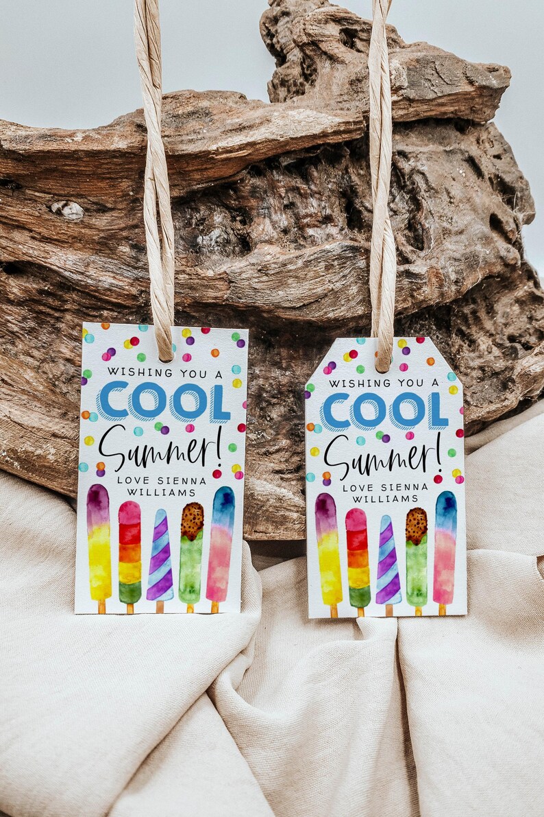 Ice Pops Gift Tag Template, Printable End of School Favor Tag, Editable ...