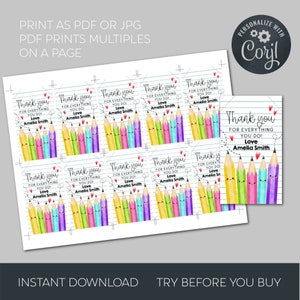 Teacher Appreciation Pencil Gift Tag Template, Printable You're A Sharp ...