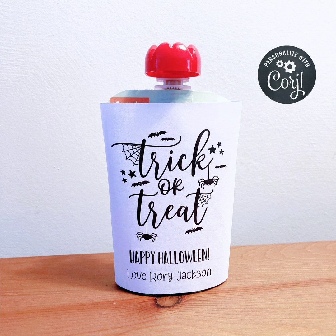 Printable Halloween Pouch Wrapper Template, Trick or Treat Applesauce ...