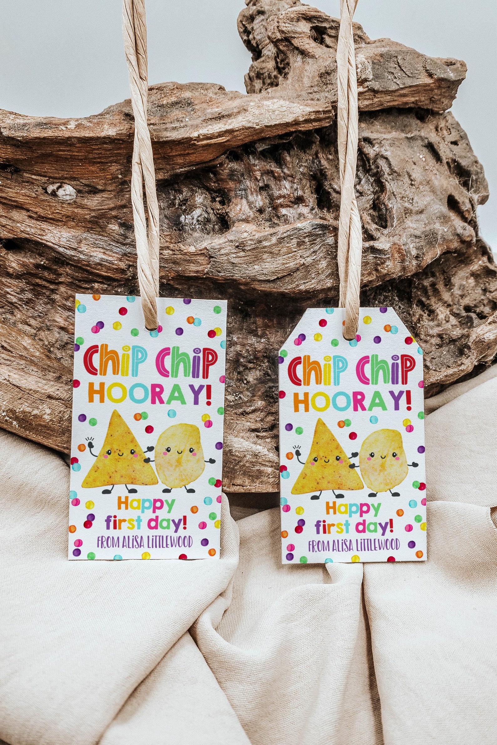 First Day of School Chips Gift Tag Template, Printable Chip Chip Hooray ...