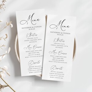 Elegant Script Wedding Menu Template, Printable Modern Minimalist Table ...