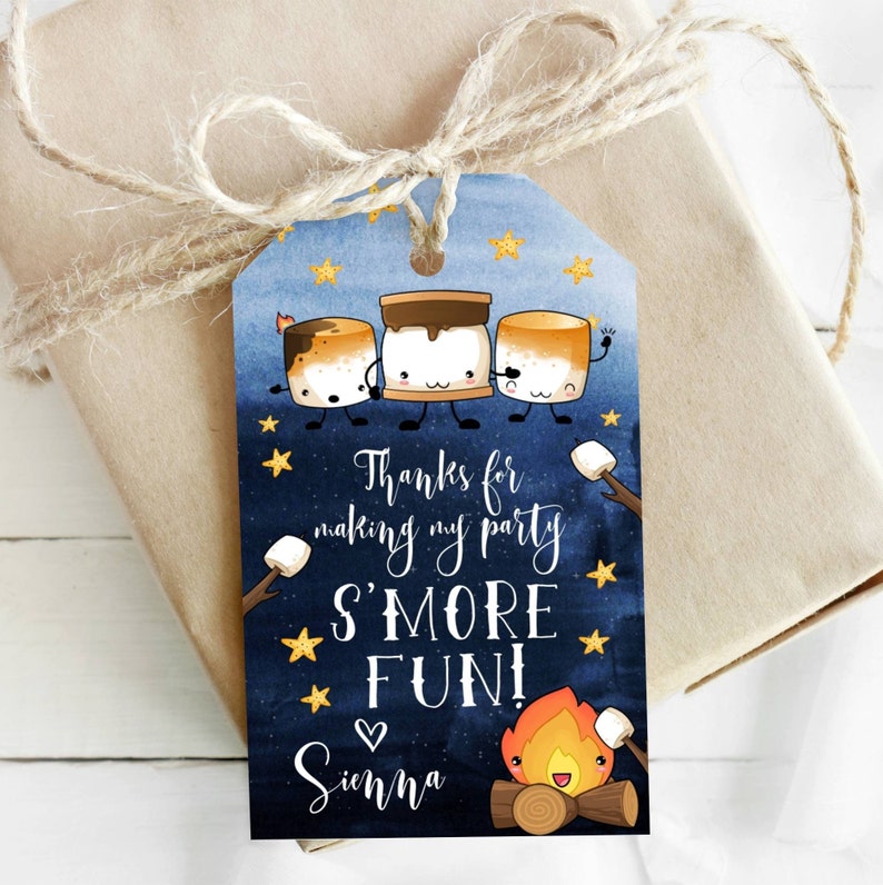 S'more Birthday Party Favor Tag Template Printable - Etsy