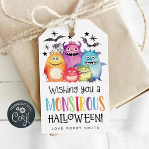 Halloween Monster Gift Tag Template, Printable Wishing You A Monstrous ...