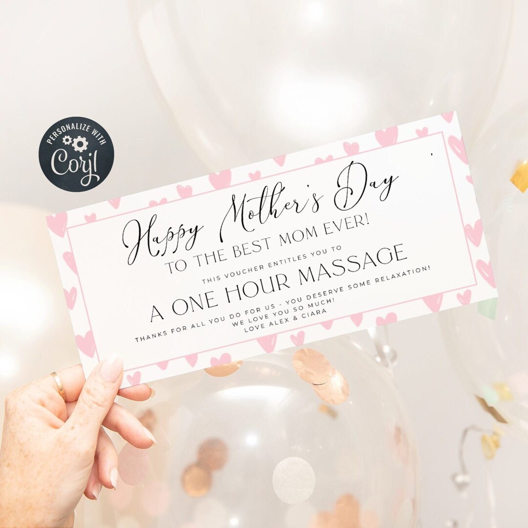 Editable Mother's Day Gift Certificate Template, Printable Love Hearts ...