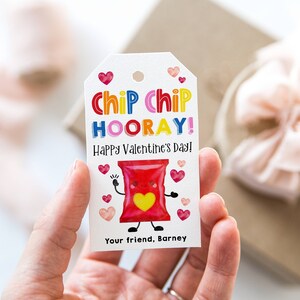 Chip Chip Hooray Valentine's Day Gift Tag Template, Printable Bag of ...