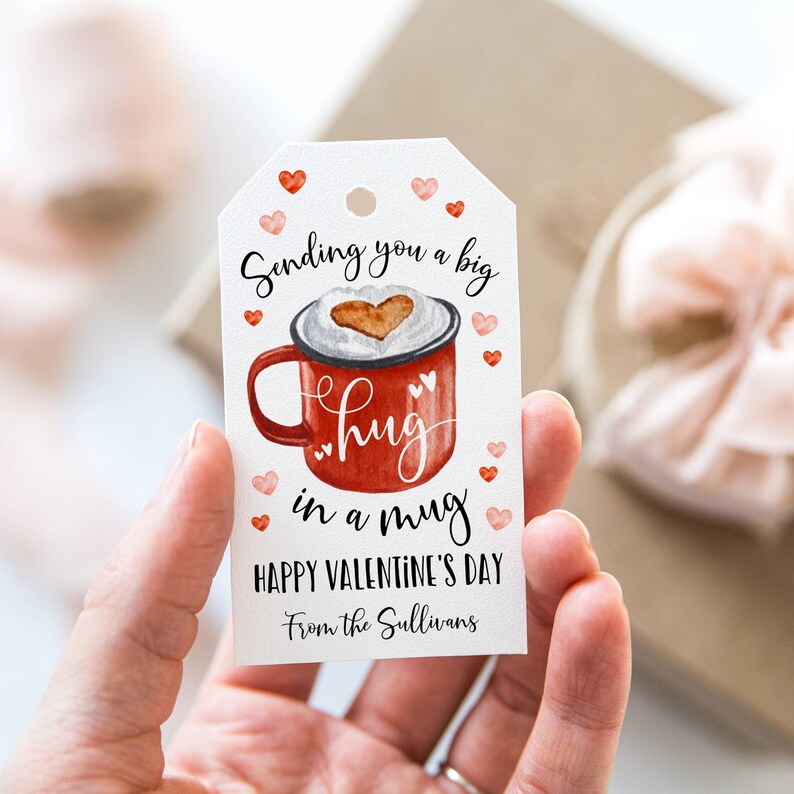 Hug in A Mug Valentine Gift Tag Template Printable Hot - Etsy
