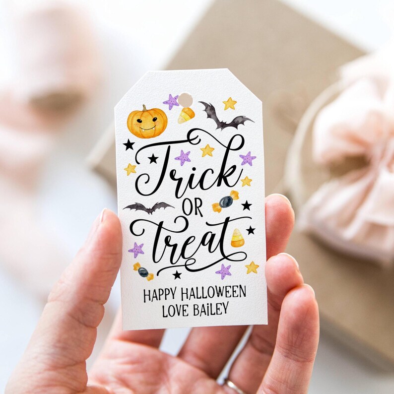 Halloween Trick or Treat Gift Tag Template, Printable Classroom Treat ...
