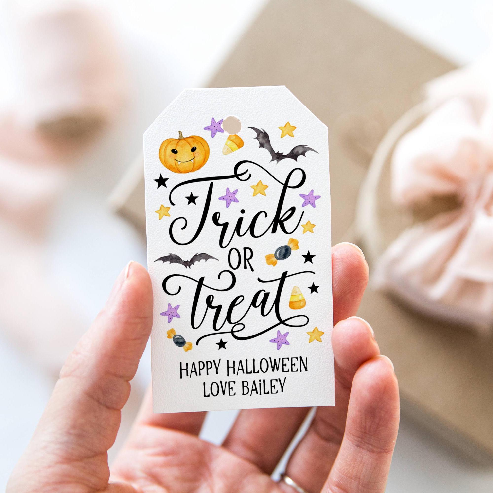 Halloween Trick or Treat Gift Tag Template, Printable Classroom Treat ...