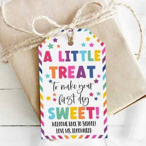 A Little Treat to Make Your First Day Sweet Gift Tag Template ...