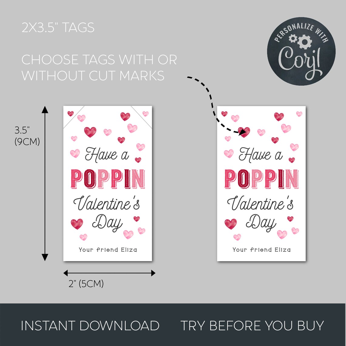 Popcorn Valentine Gift Tag Template Printable Have a Poppin | Etsy