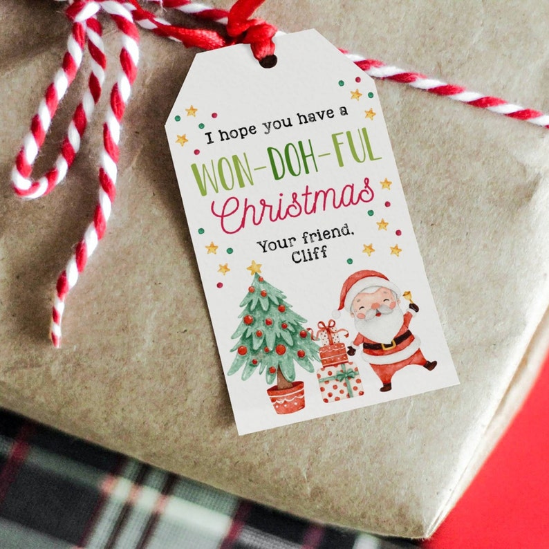 Won-doh-ful Christmas Gift Tag Template, Printable Classroom Stocking ...