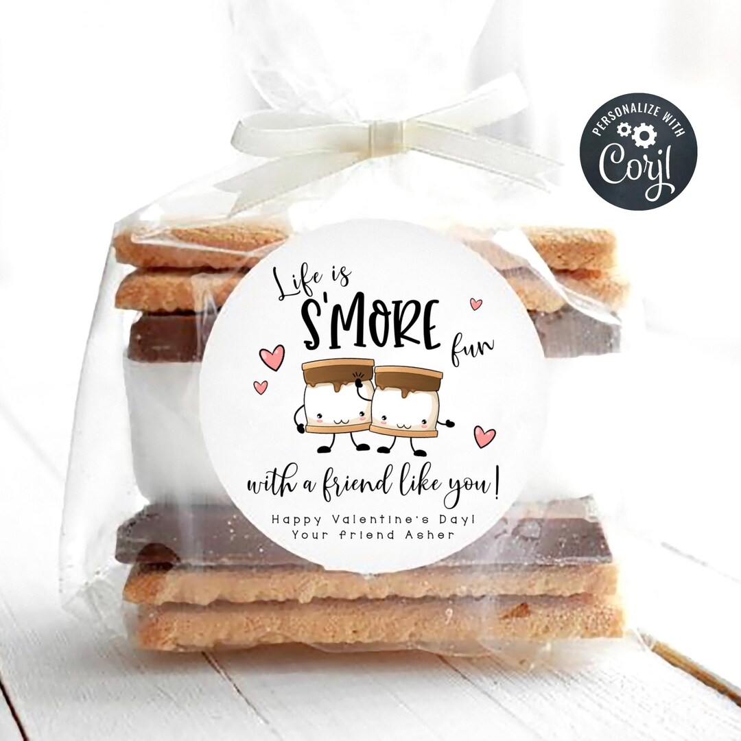 Round Valentine S'mores Favor Tag Template, Printable Life is Smore Fun ...
