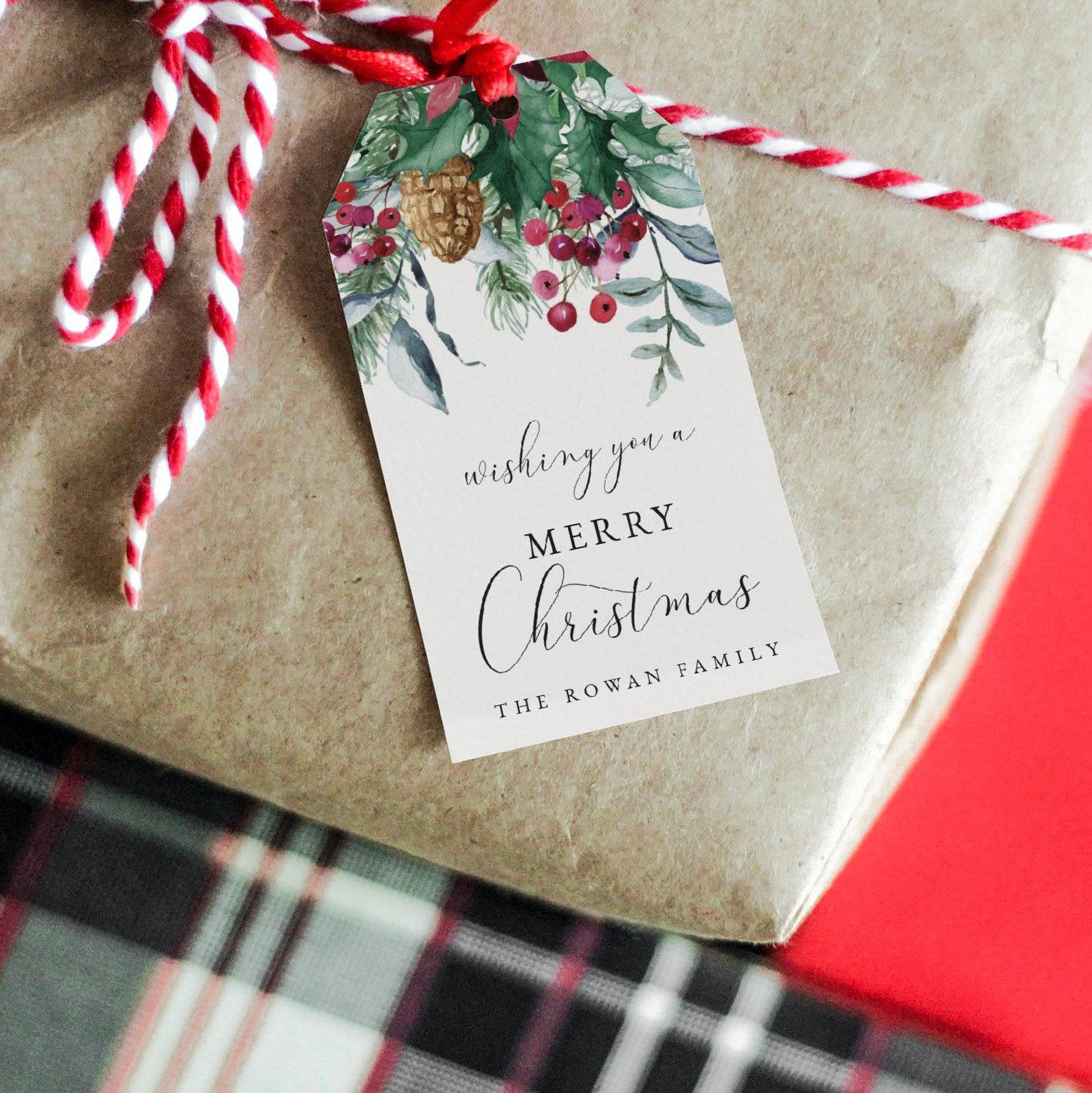 Editable Christmas Favor Tag Template, Printable Holiday Party Gift Tag ...