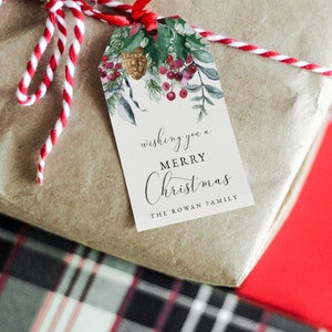 Editable Christmas Favor Tag Template, Printable Holiday Party Gift Tag ...