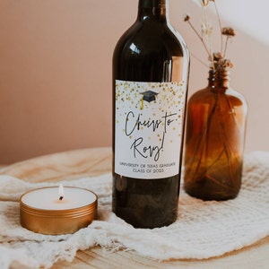 Graduation Wine Bottle Label Template Printable Modern - Etsy