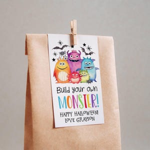 Build Your Own Monster Halloween Gift Tag Template, Printable Make A ...