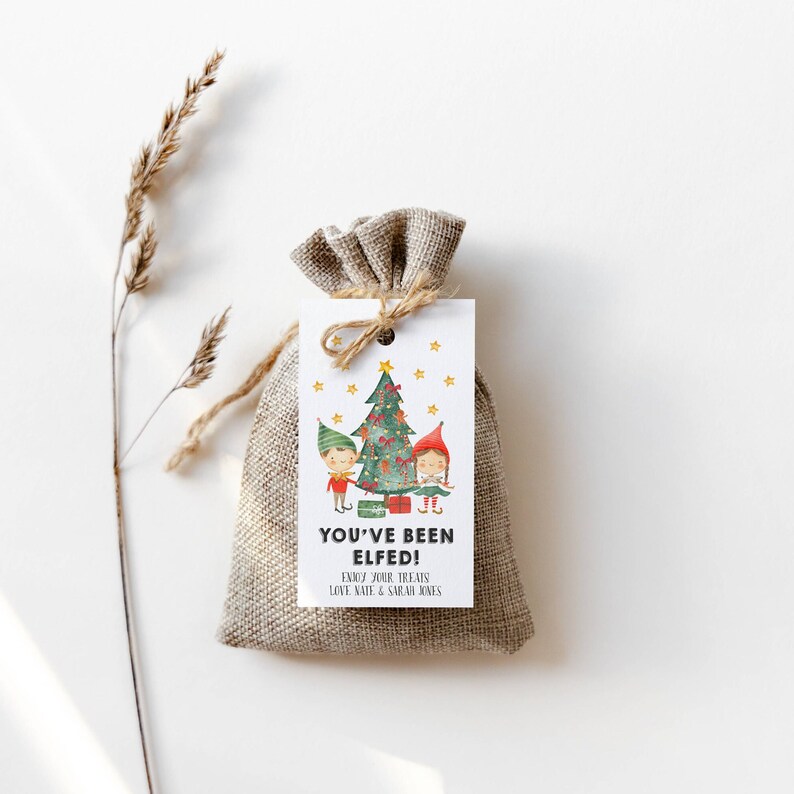 Editable You've Been Elfed Christmas Gift Tag Template, Printable ...