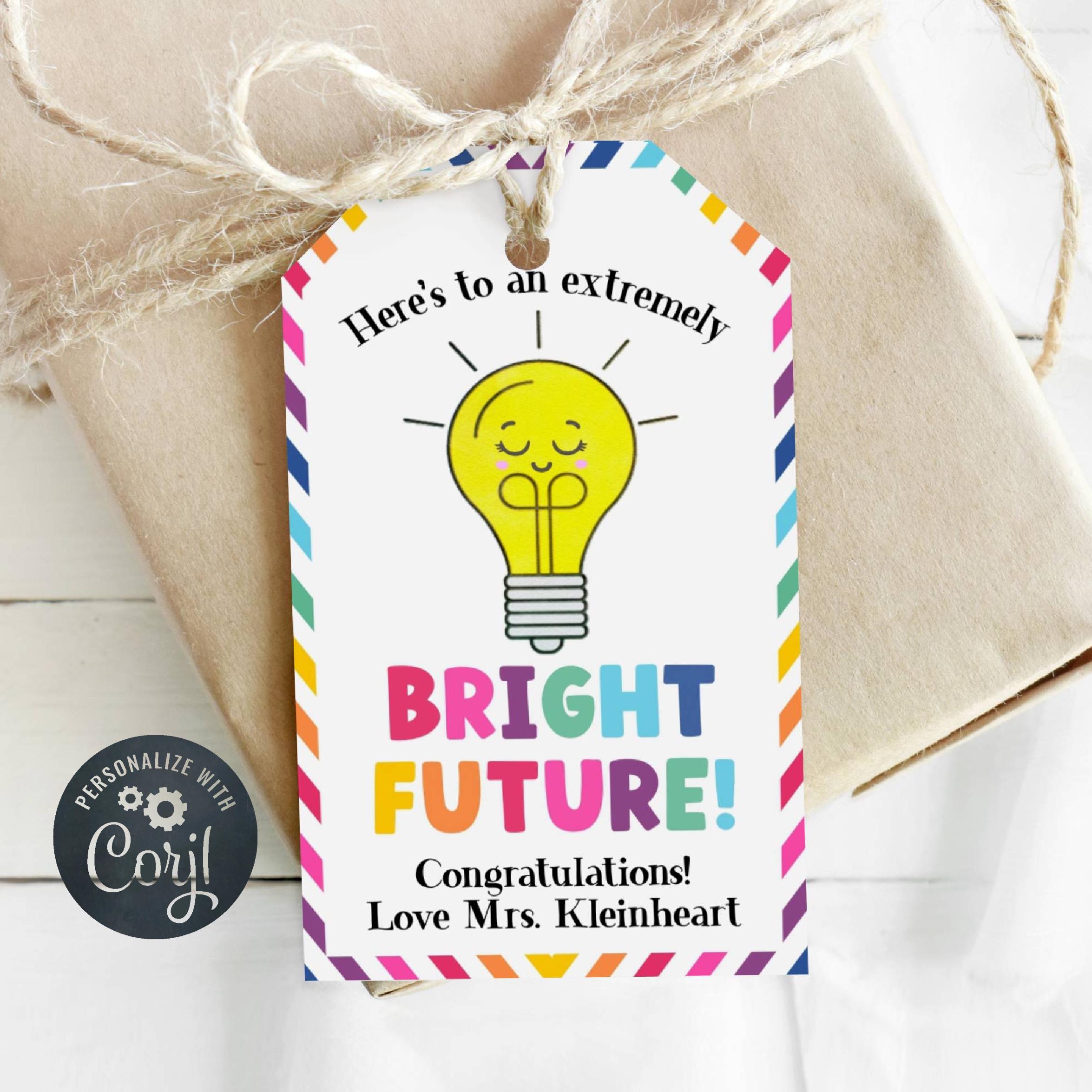 Here's to A Bright Future Gift Tag Template, Printable Light Bulb ...