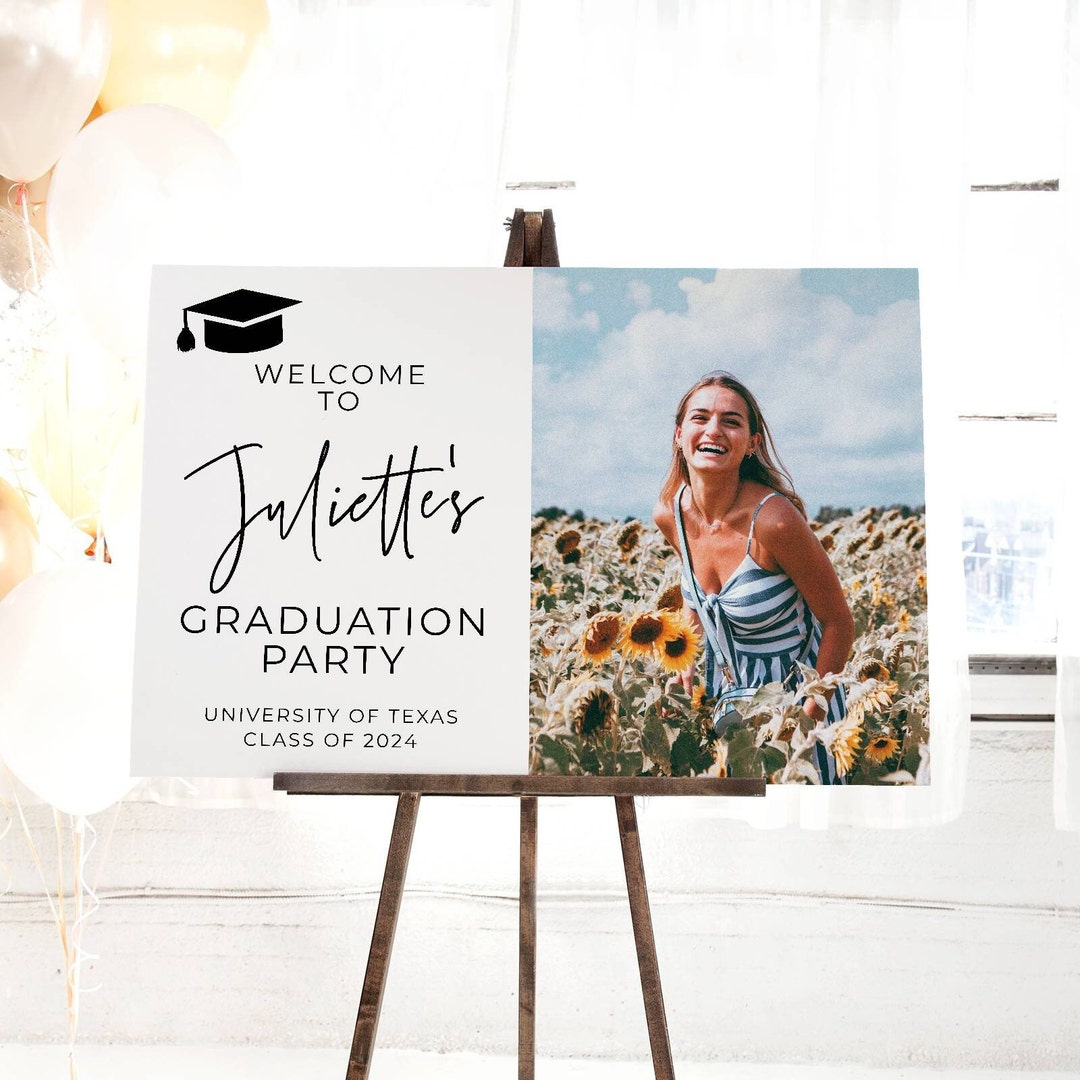 Photo Graduation Welcome Sign Template, Printable Minimalist Graduate ...