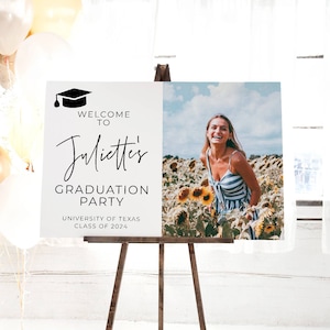 Photo Graduation Welcome Sign Template, Printable Minimalist Graduate ...