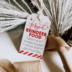 Printable Magical Reindeer Food Tag Template, Editable Christmas Eve ...