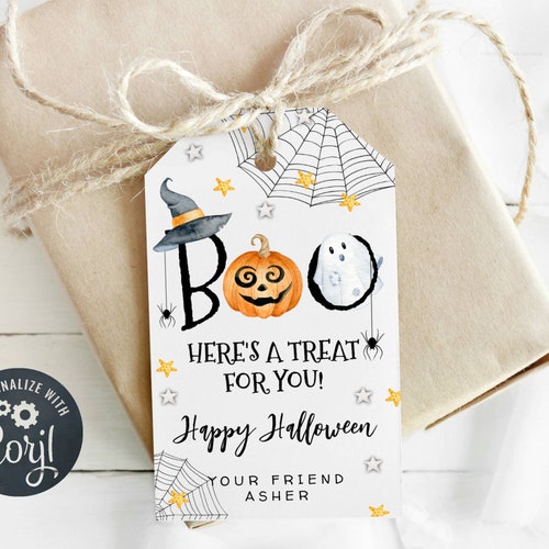Halloween Printable Gift Tag Template Editable Trick or Treat - Etsy