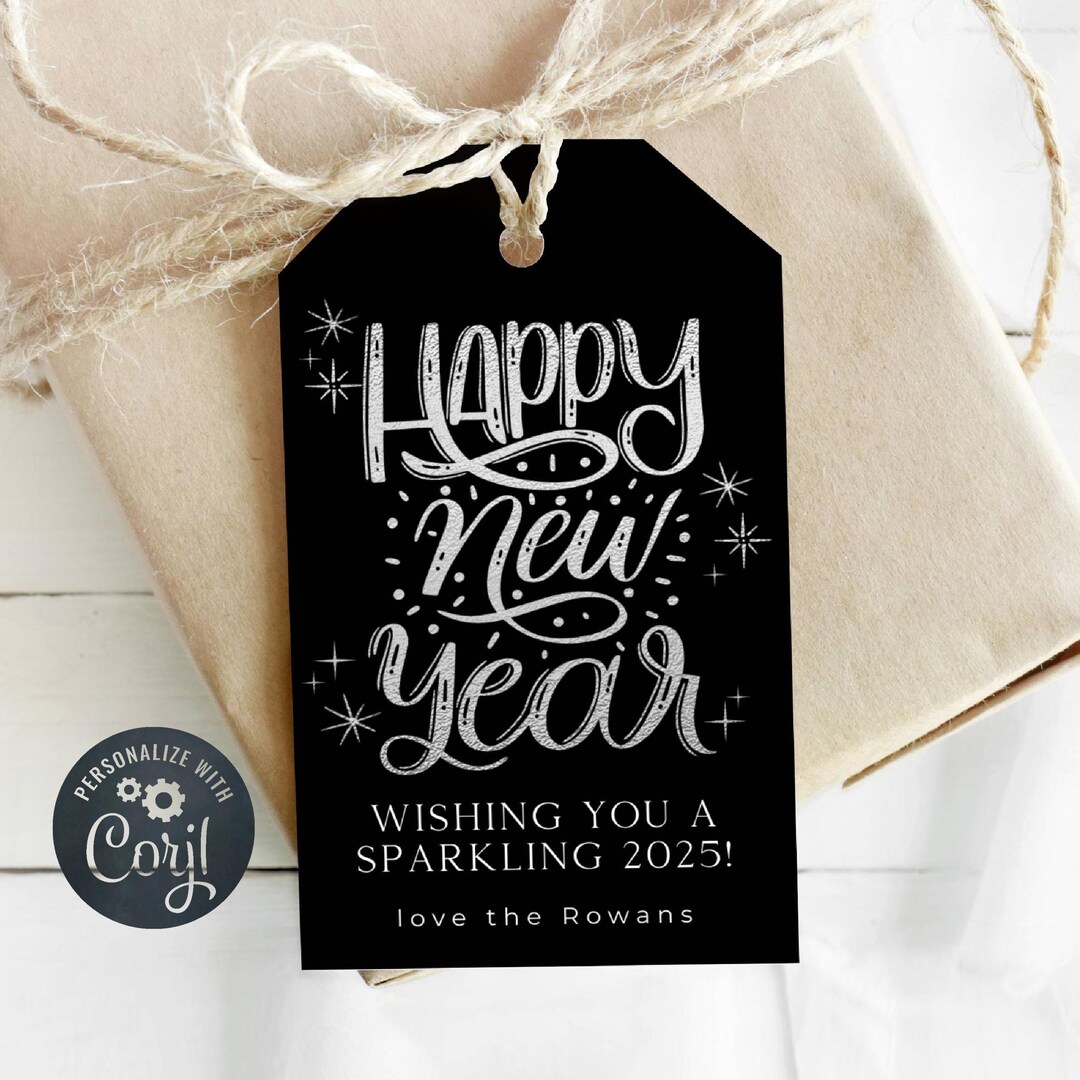Happy New Year Gift Tag Template, Printable New Year's Eve Party Favor ...
