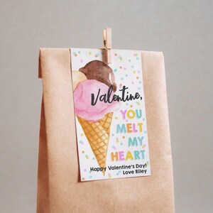 Ice Cream Valentine's Day Gift Tag Template, Printable You Melt My ...