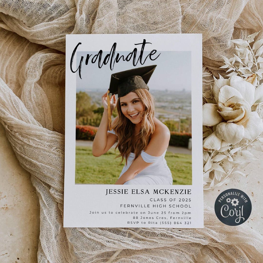 Minimalist Graduation Party Invitation Template, Printable Graduate ...