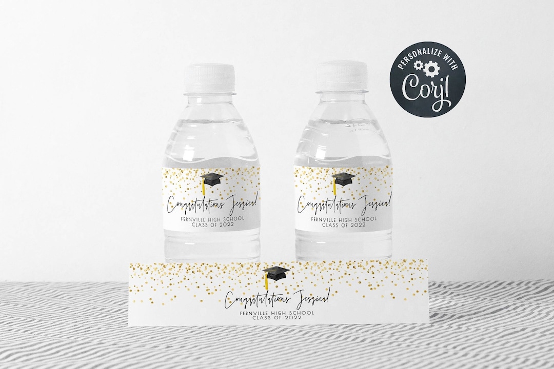 Graduation Water Bottle Label Template Printable Modern - Etsy