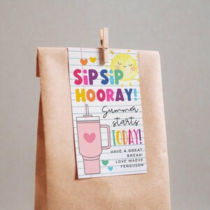 Summer Teacher Appreciation Tumbler Cup Gift Tag Template, Printable ...