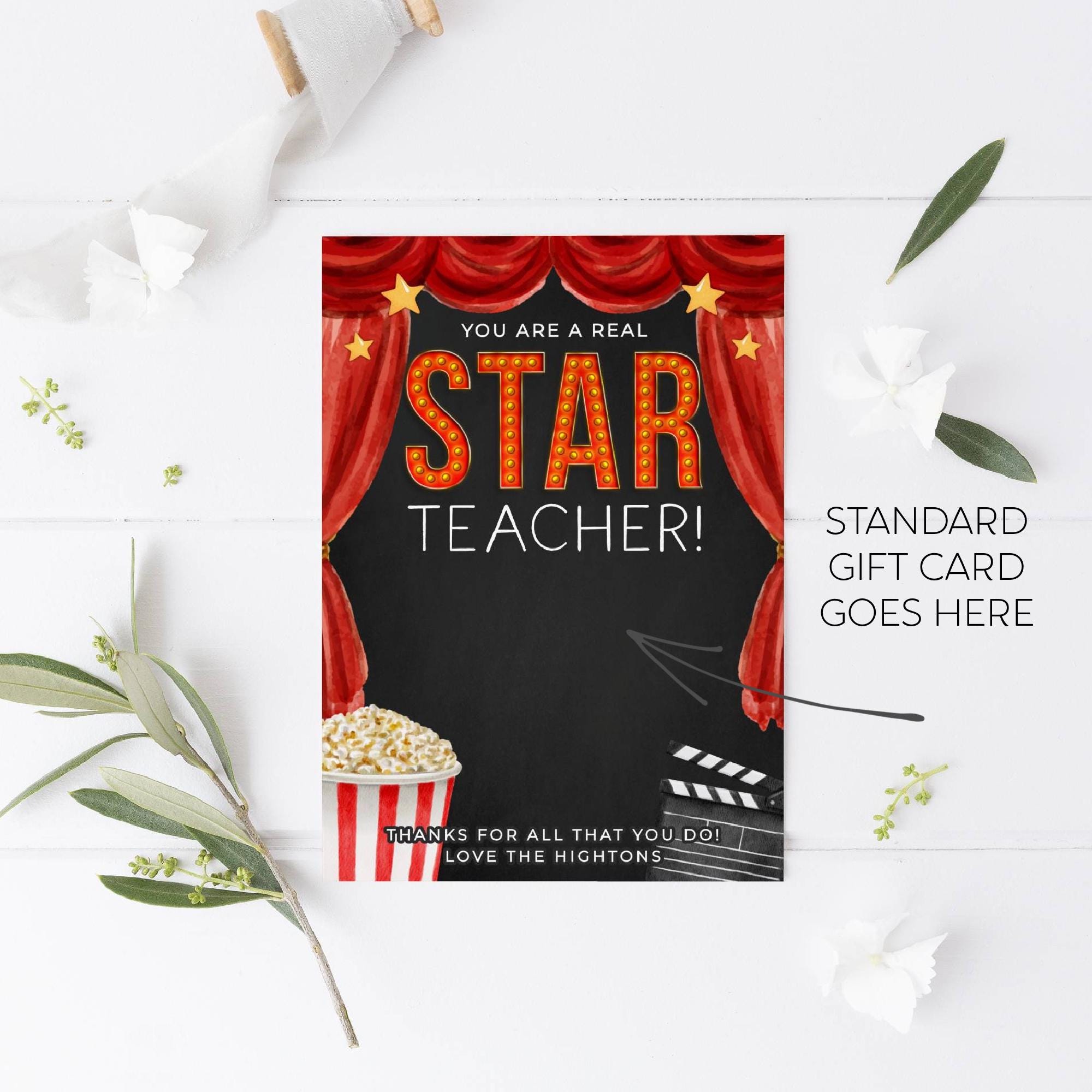 Teacher Appreciation Movie Gift Card Holder Template, Printable You Are ...