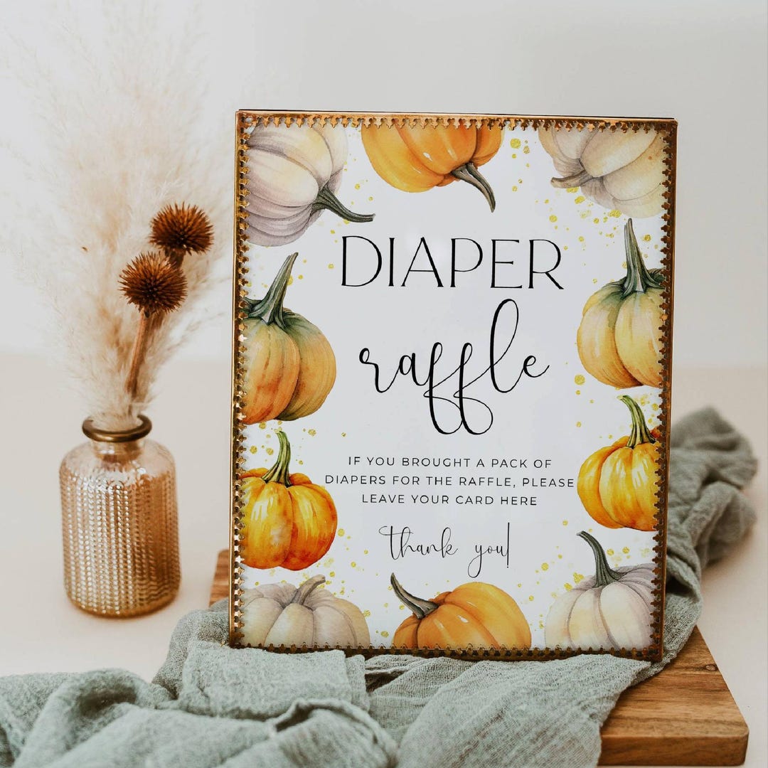 Little Pumpkin Baby Shower Diaper Raffle Sign Template, Printable Fall ...