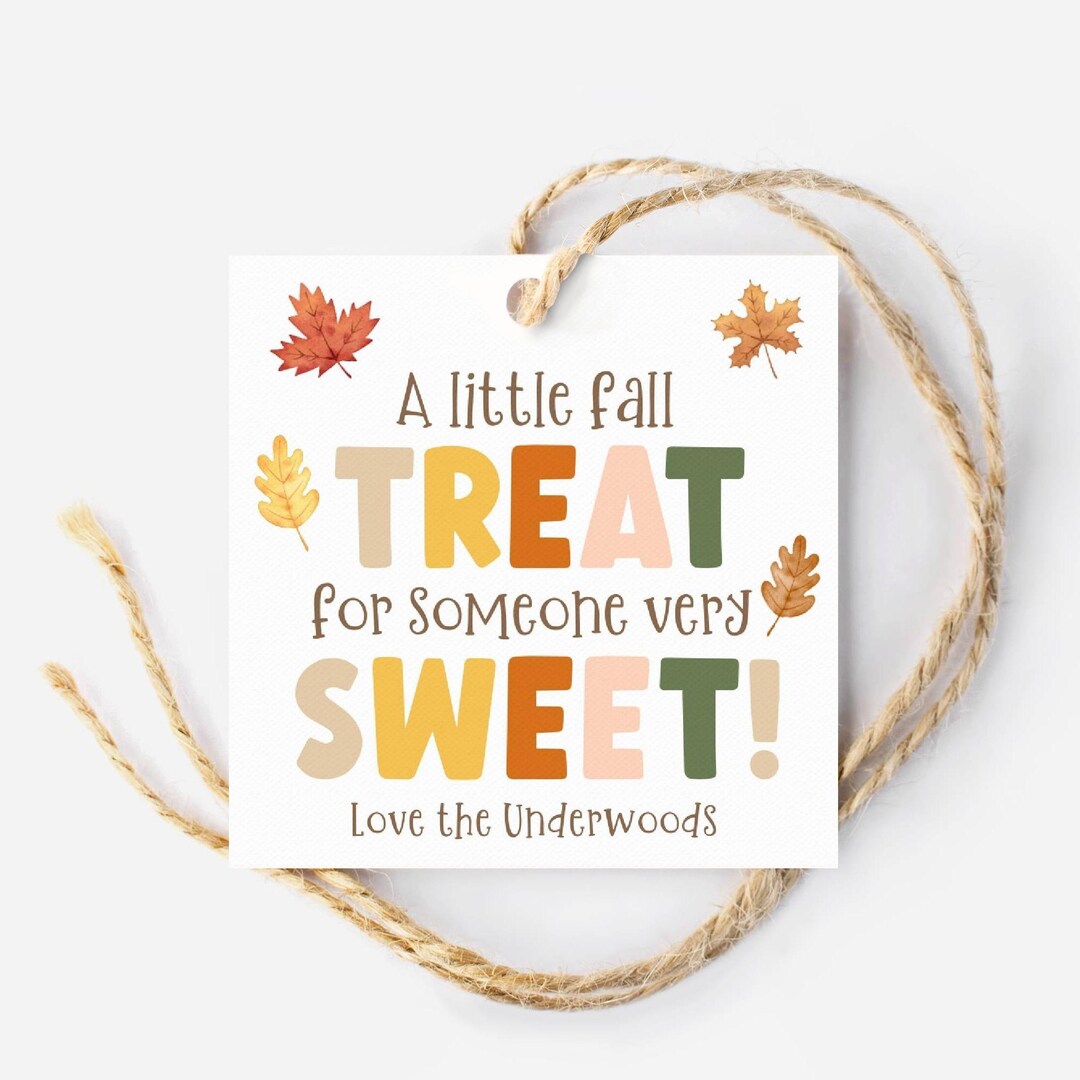 Fall Treat for Someone Sweet Square Favor Tag Template, Printable ...