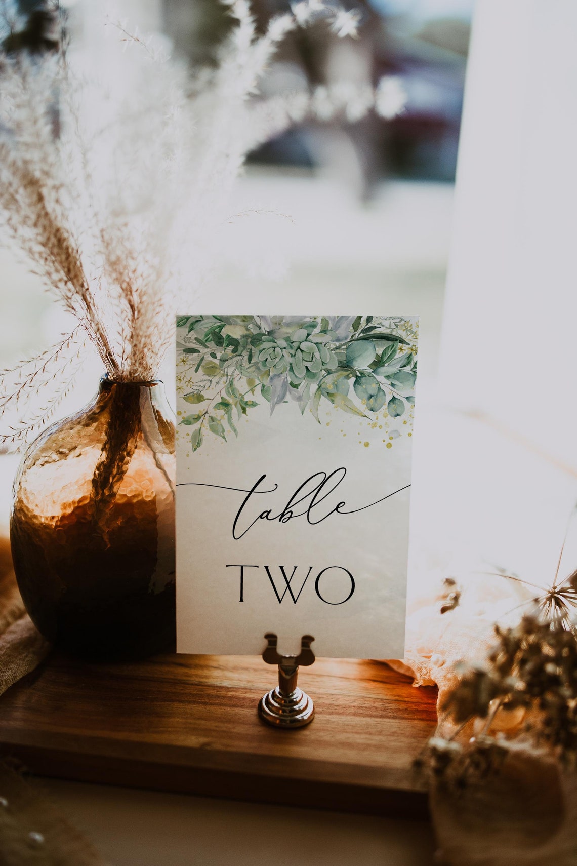Greenery Table Number Template, Printable Botanical Eucalyptus Table ...