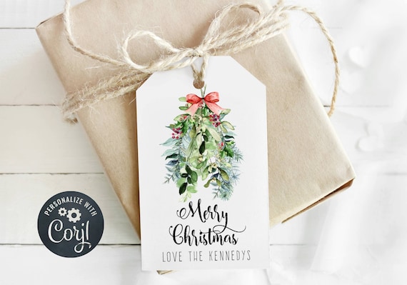 Christmas Mistletoe Gift Tag Template Printable Holiday Party - Etsy