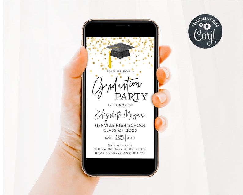Electronic Minimal Graduation Party Invitation Template - Etsy