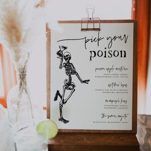 Halloween Pick Your Poison Bar Menu Template, Printable Drinks Sign ...