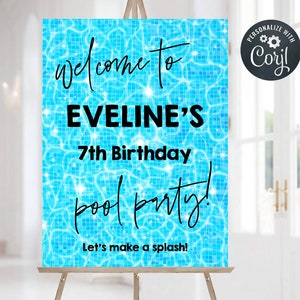 Editable Pool Party Welcome Sign Template Printable Swimming - Etsy