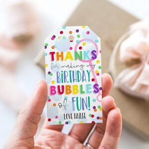 Bubbles Birthday Party Favor Tag Template, Printable Bubbles of Fun ...