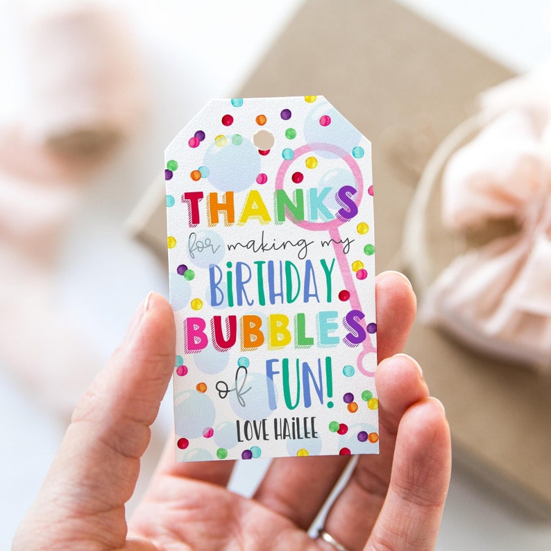 Bubbles Birthday Party Favor Tag Template, Printable Bubbles of Fun ...